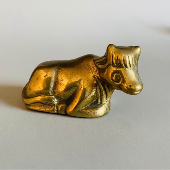 Vintage | Accents | Brass Gold Cow Decorative Collectables Animal Table ...